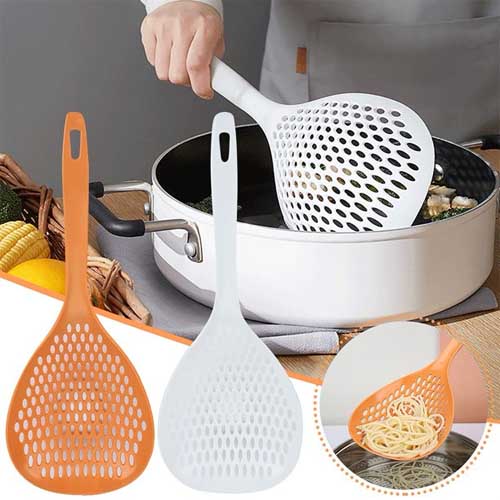 Japanese Style Large Colander Kitchen Long Handle Plastic Noodle Spoon ...